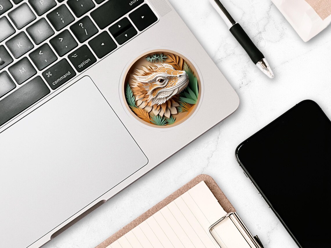 Bearded Dragon Sticker: Papercut Style Lizard Art Decal, Cute Reptile ...