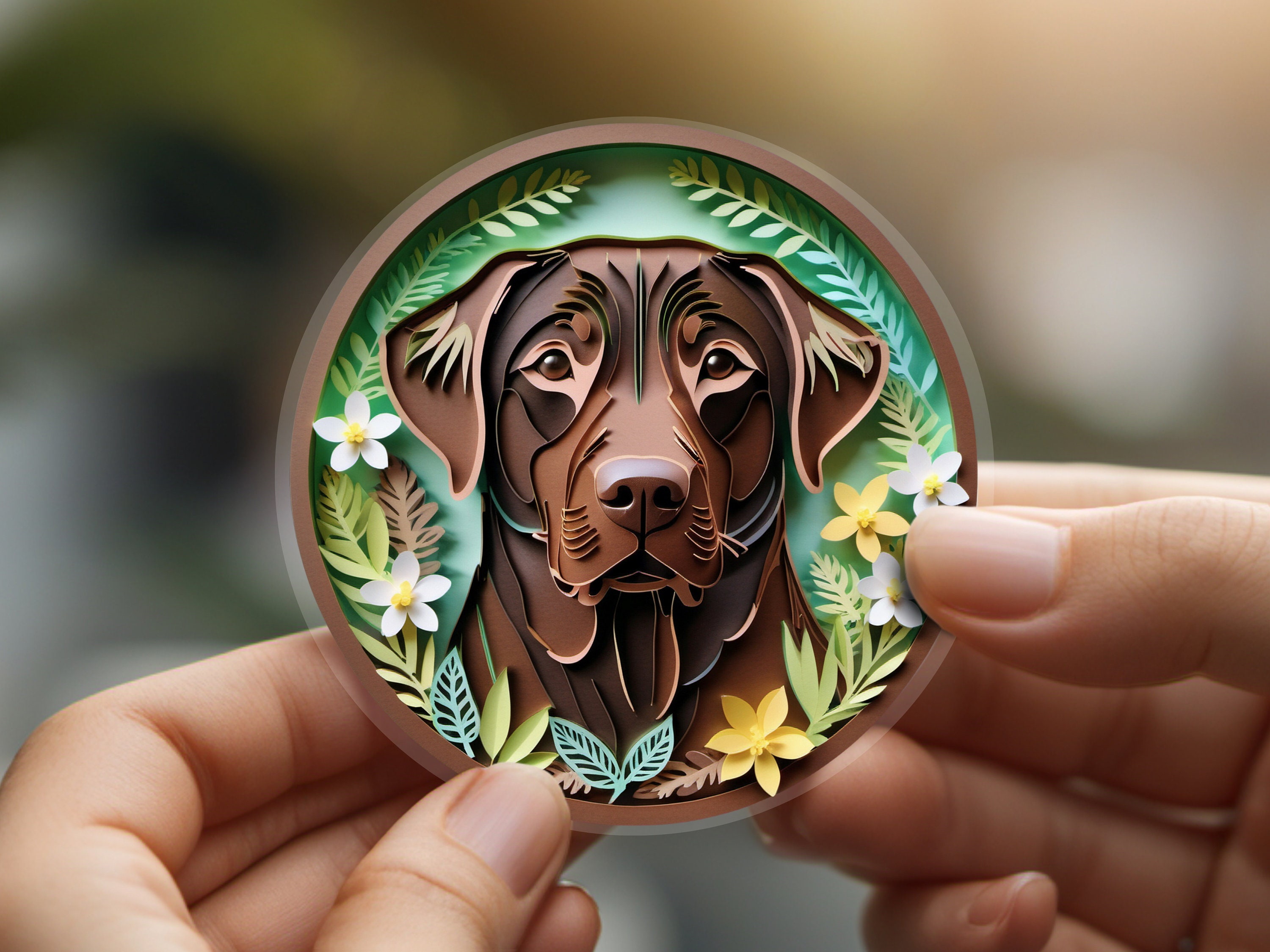 Chocolate Lab Sticker Vinyl Digital Papercut Style Art Decal Labrador ...