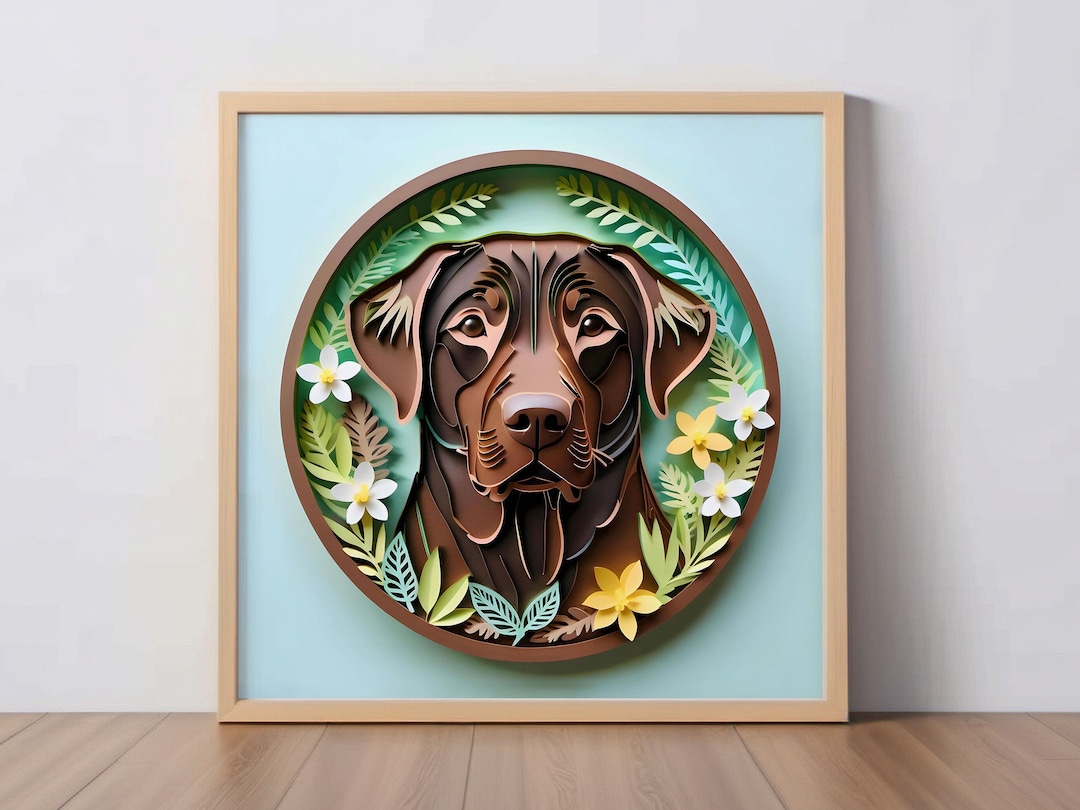 Chocolate Lab Papercut Art Print: Labrador Retriever Dog, Dog Lover ...
