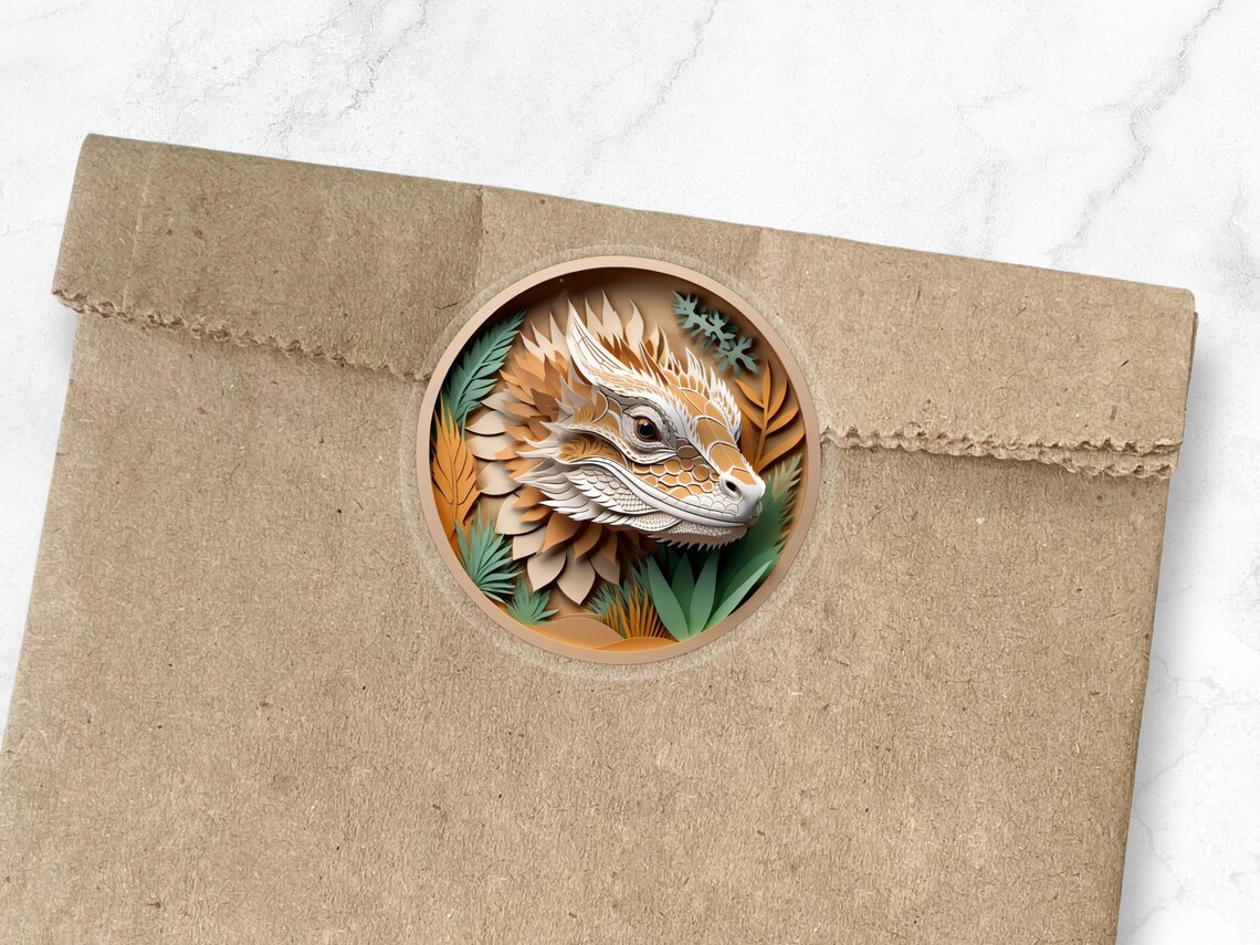 Bearded Dragon Sticker: Papercut Style Lizard Art Decal, Cute Reptile ...