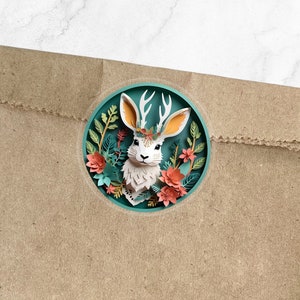 Jackalope Cute Cryptid Sticker - Vinyl Digital Papercut Style Art Decal ...