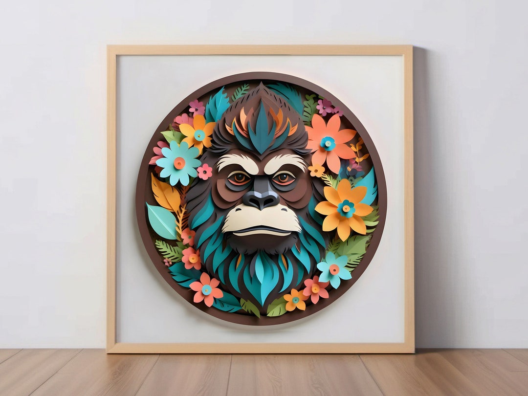 Sasquatch Cute Cryptid Papercut Art: Big Foot Print, Cryptid Fan Gift ...