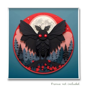 Mothman Papercut Art: Moth Monster Print, Cryptid Lover Gift, Wall ...