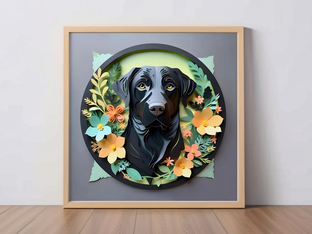 Black Lab Papercut Art: Labrador Retriever Dog Print, Dog Lover Gift ...