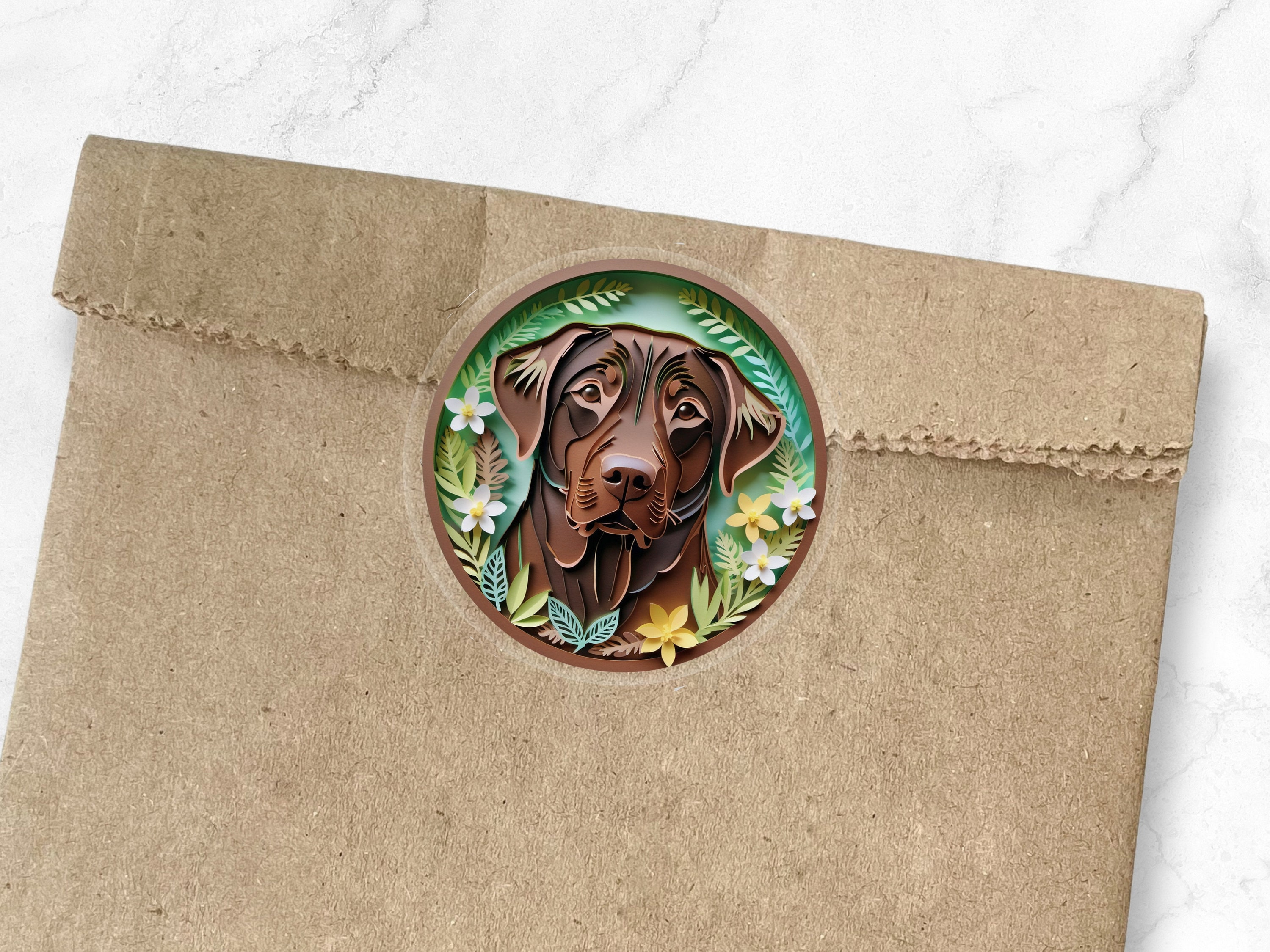 Chocolate Lab Sticker Vinyl Digital Papercut Style Art Decal Labrador ...
