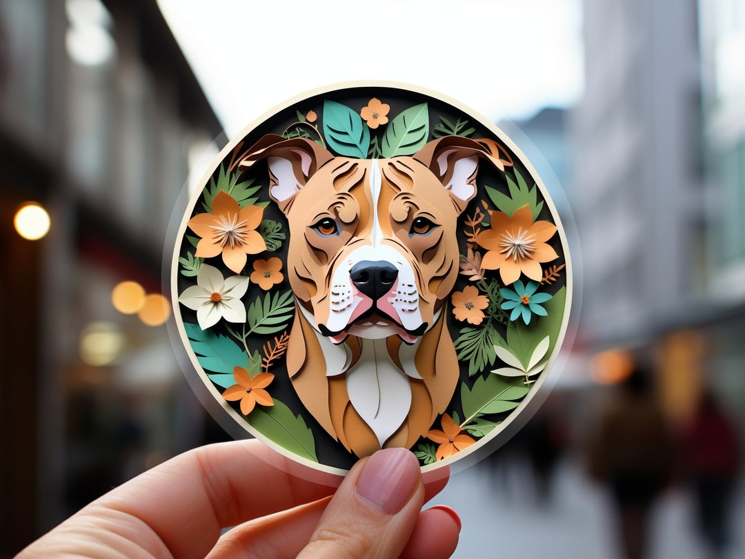 American Staffordshire Terrier Sticker: Red Amstaff Papercut Style Art ...