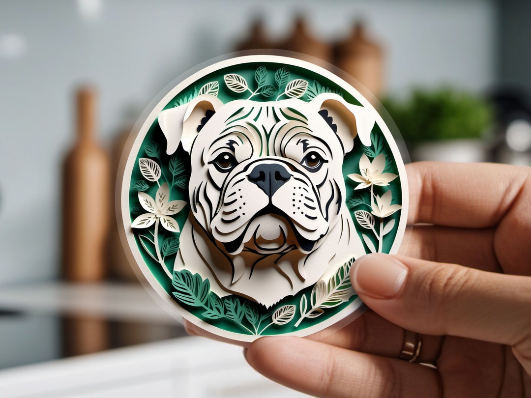Bulldog Sticker: Vinyl Papercut Art Decal, Unique Dog Lover Gift ...