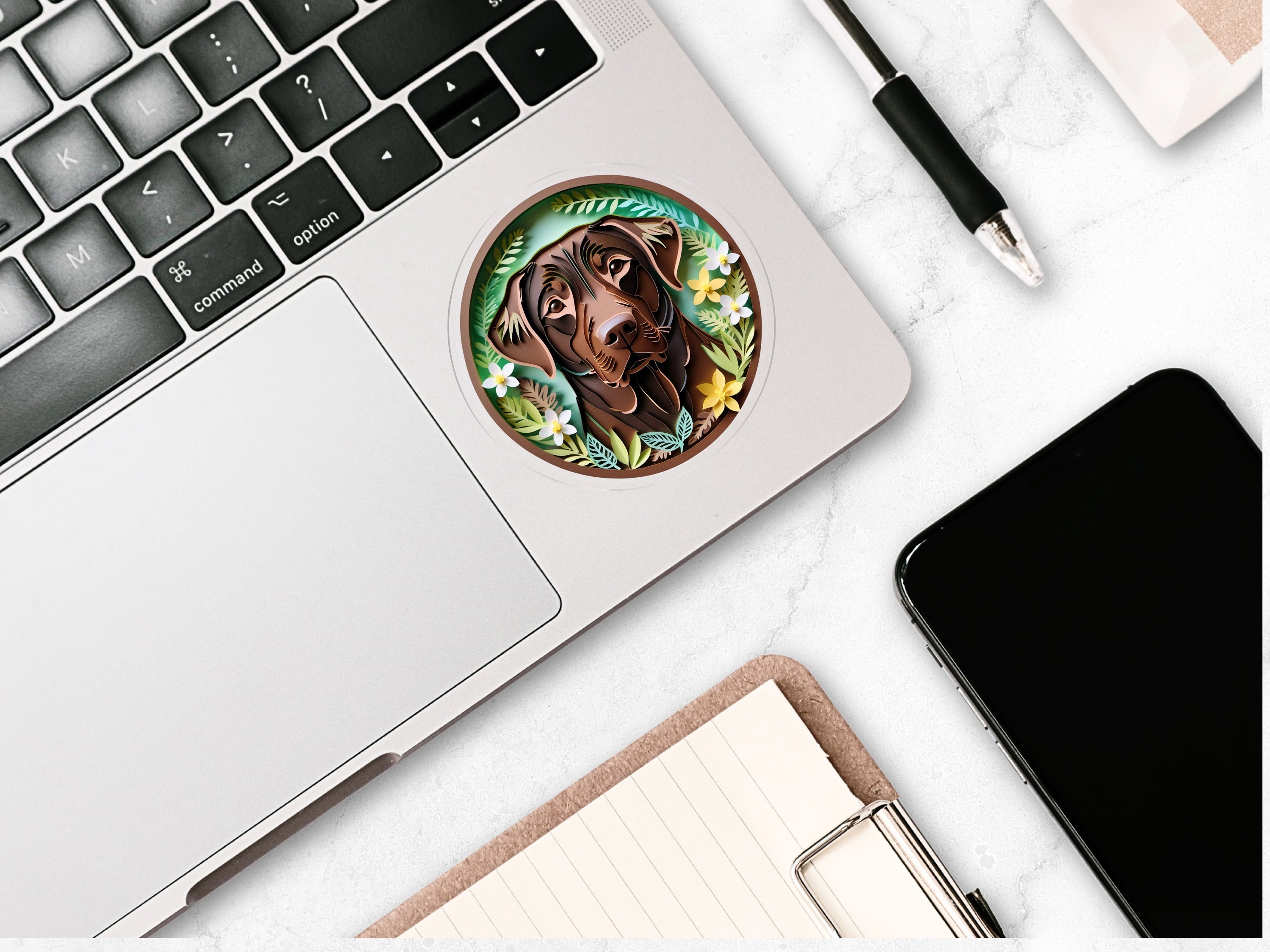 Chocolate Lab Sticker Vinyl Digital Papercut Style Art Decal Labrador ...