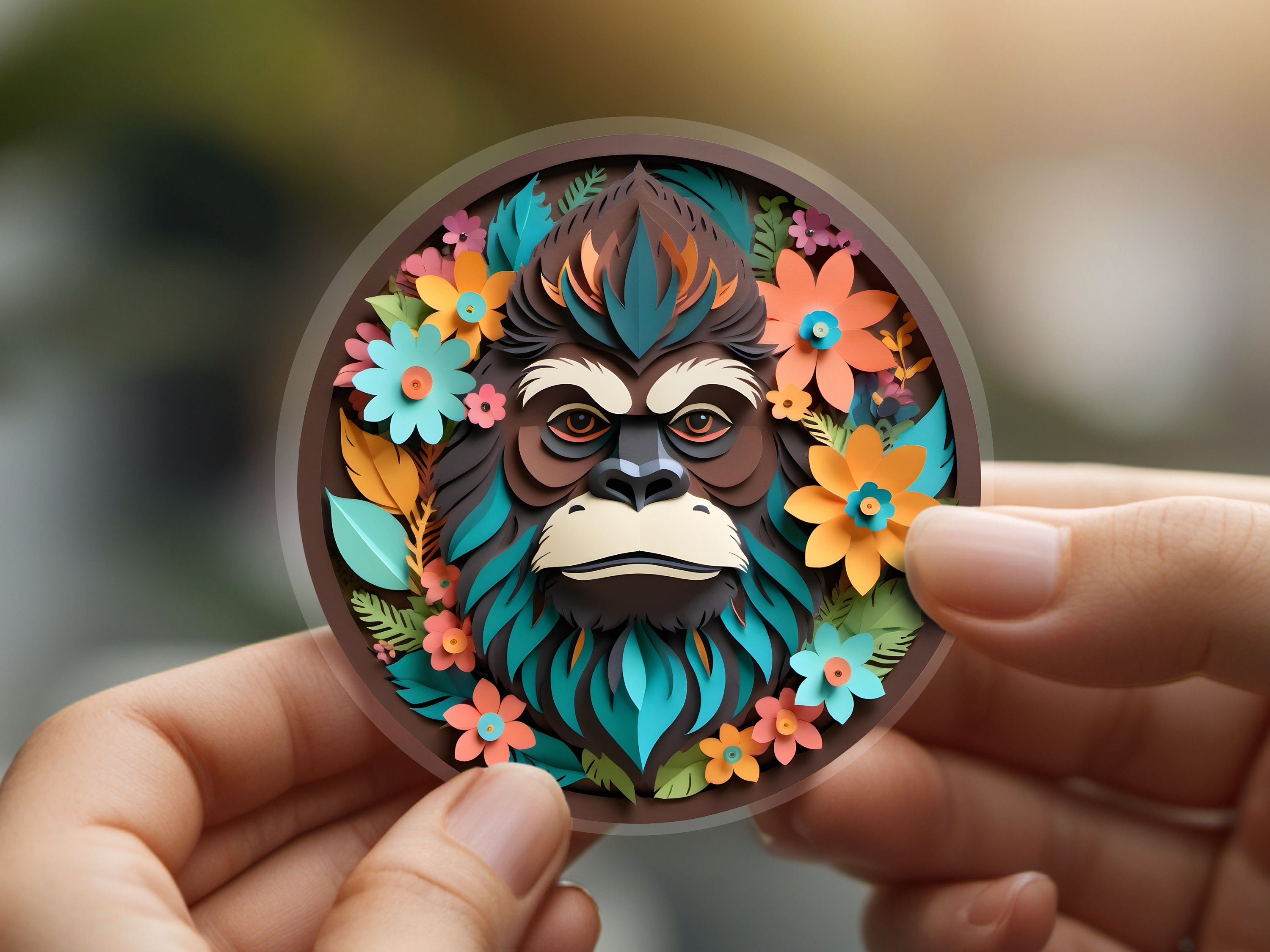 Sasquatch Cute Cryptid Sticker Vinyl Digital Papercut Art Decal Unique ...