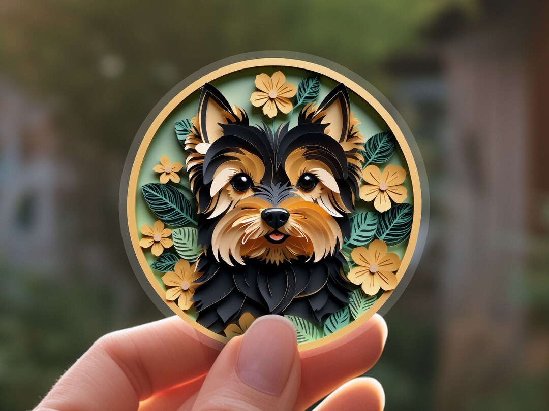 Yorkshire Terrier Sticker: Vinyl Papercut Art Decal, Unique Dog Lover ...