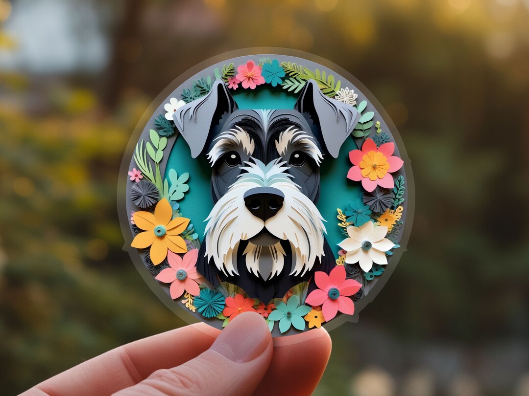 Miniature Schnauzer Sticker: Vinyl Papercut Art Decal, Unique Dog Lover ...
