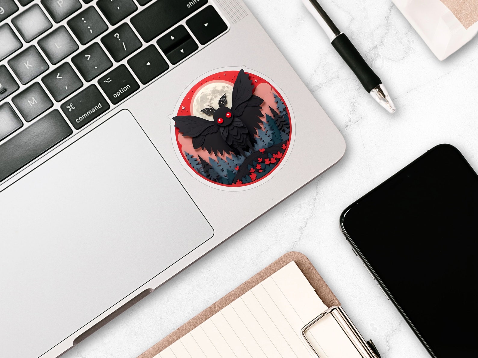 Mothman Cute Cryptid Sticker: Vinyl Papercut Style Decal, Paranormal ...