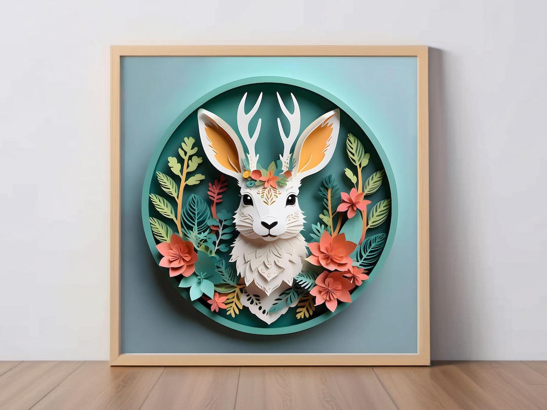 Jackalope Cute Cryptid Papercut Art Folklore Print, Cryptid Fan Gift ...