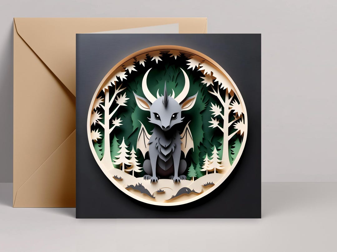 Jersey Devil Greeting Card: Cryptid Papercut-style Art, 5x5 Square Card ...