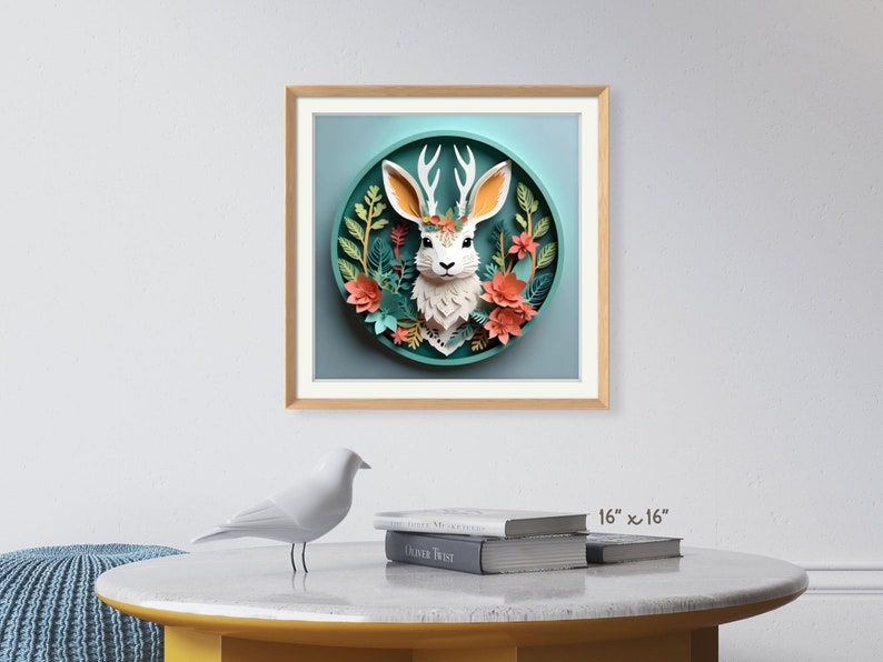 Jackalope Cute Cryptid Papercut Art: Folklore Print, Cryptid Fan Gift, Wall Decor, Unique ...