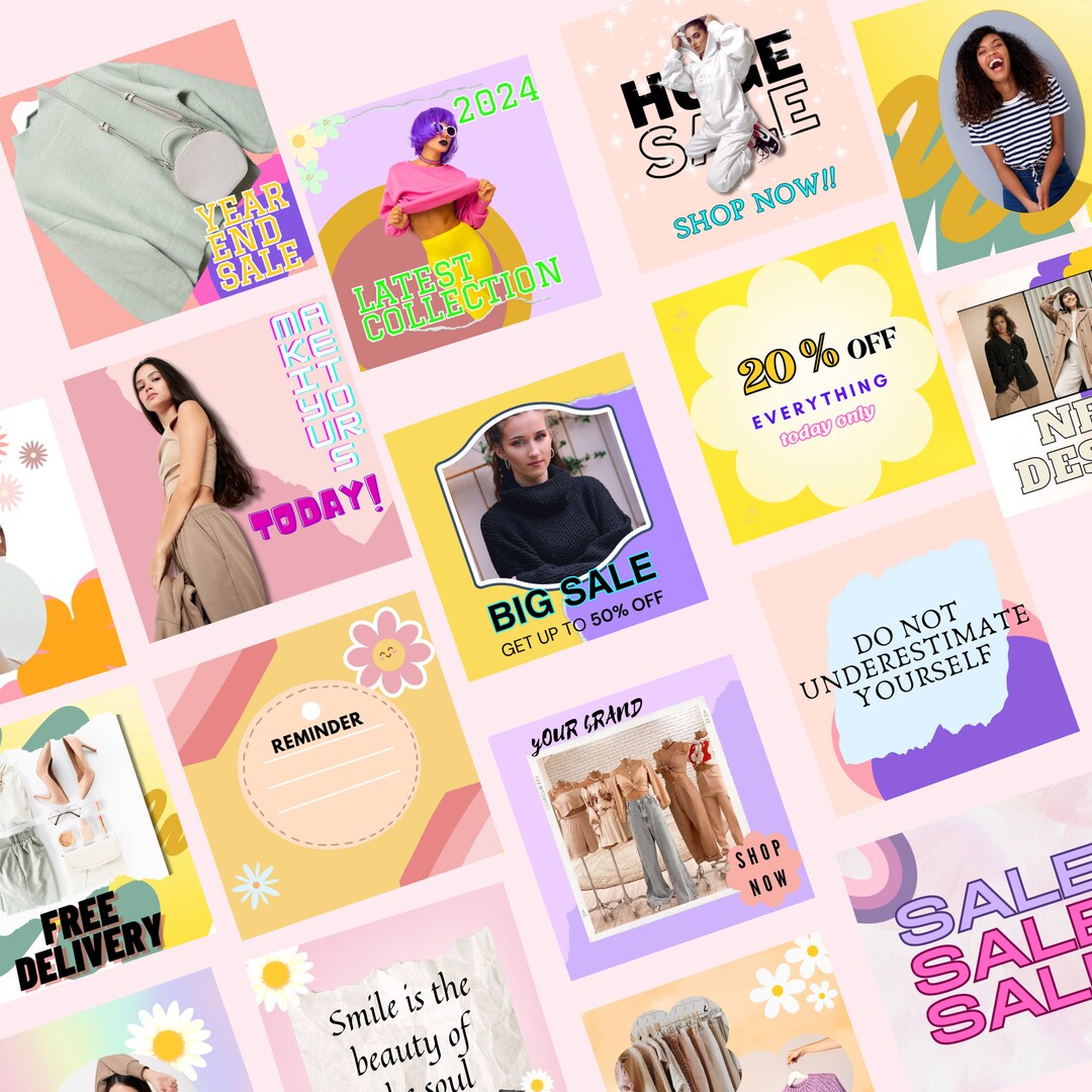 40 Fun and Bold Colour Instagram Post Templates Canva Colorful ...