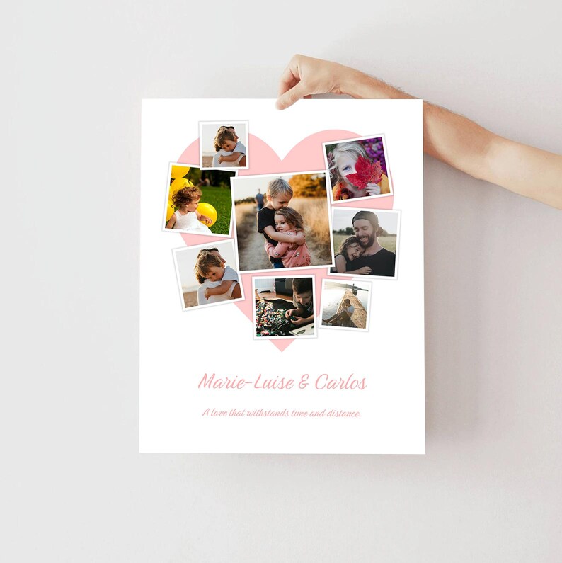 Photo Gift Collage Template, Printable Family Wall Art, Personalized ...