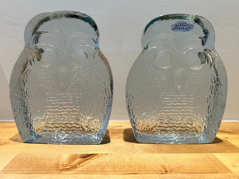 Blenko Glass Owl Bookends - Etsy