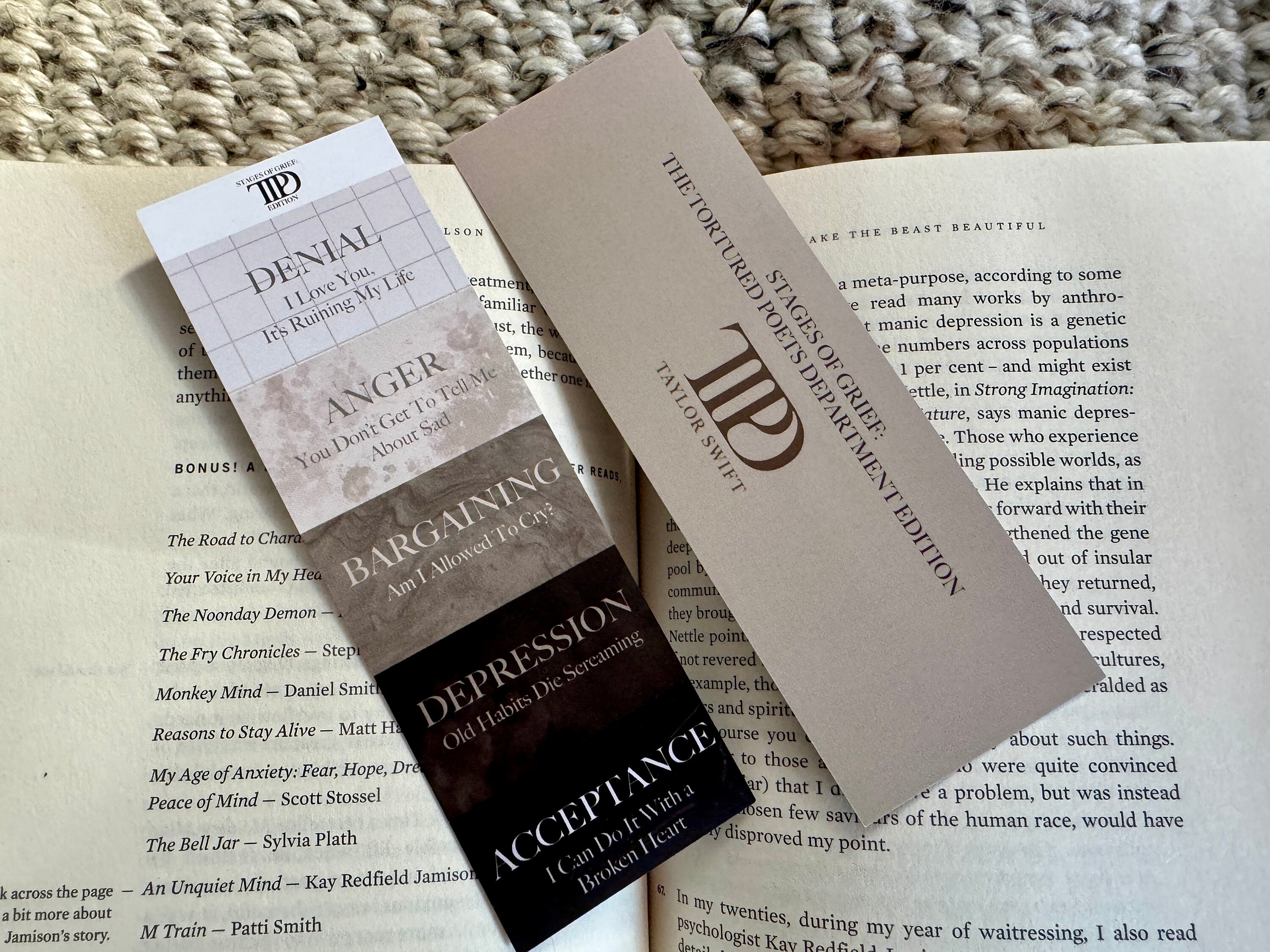 The Tortured Poets Department 5 Stages of Grief Bookmark Taylor Swift TTPD Bookmark - Etsy
