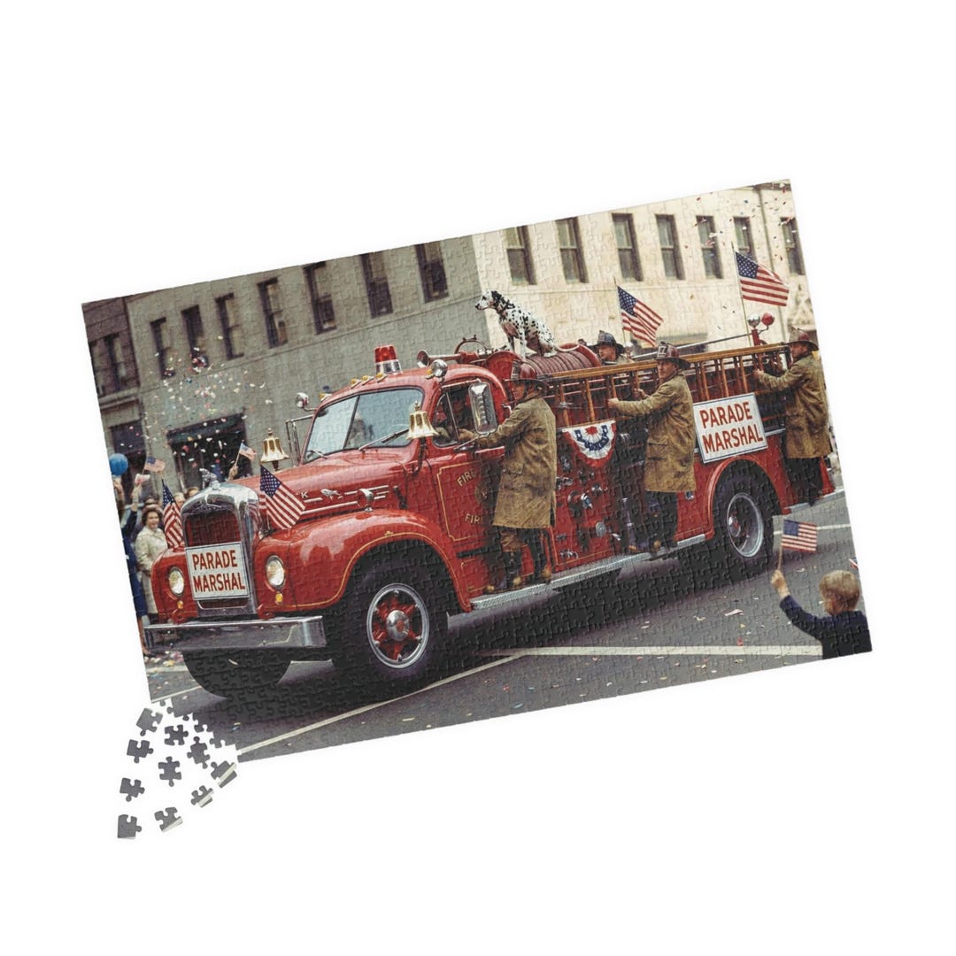 1960's Era Firefighting Crew in a Parade With a Dalmatian on the ...
