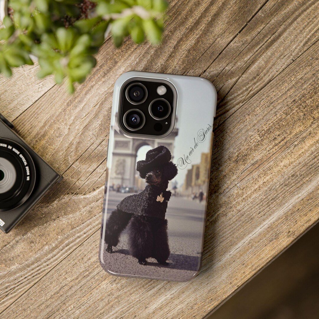 Chic Parisian Black Poodle Phone Case With the Arc De Triomphe as the ...