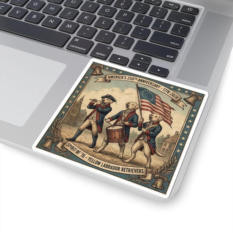 Patriotic Yellow Lab Sticker, Cute Spirit of 76 Labrador Dog Decal ...