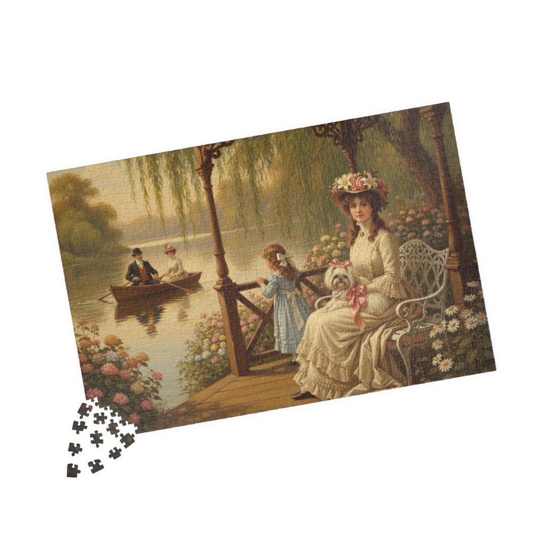 White Pekingese Puzzle, Personalized Victorian Gazebo 1014 Piece Jigsaw ...