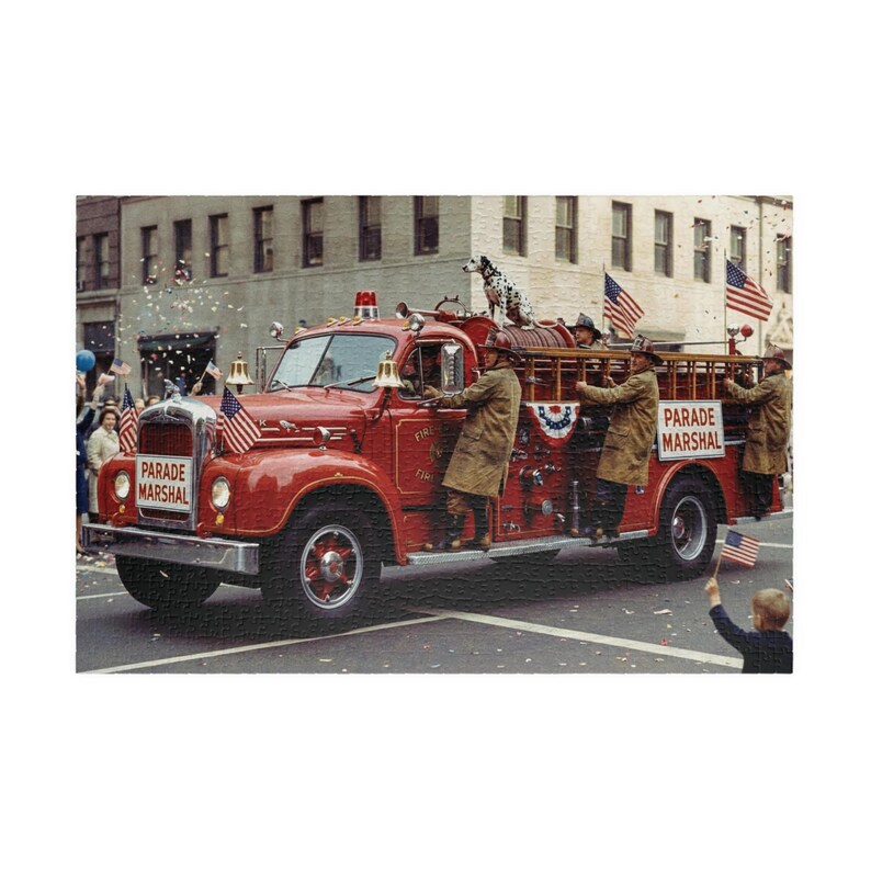 1960's Era Firefighting Crew in a Parade With a Dalmatian on the ...