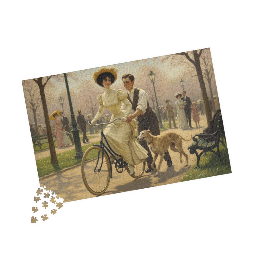 Edwardian Bicycle Puzzle With Fawn Greyhound (1014-piece) - Romantic ...