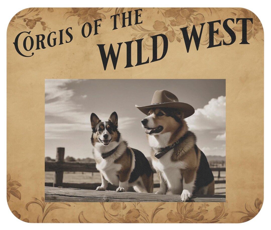 Corgi Mouse Pad - This Fun Mouse Pad Features a Couple of Cowboy Corgi ...