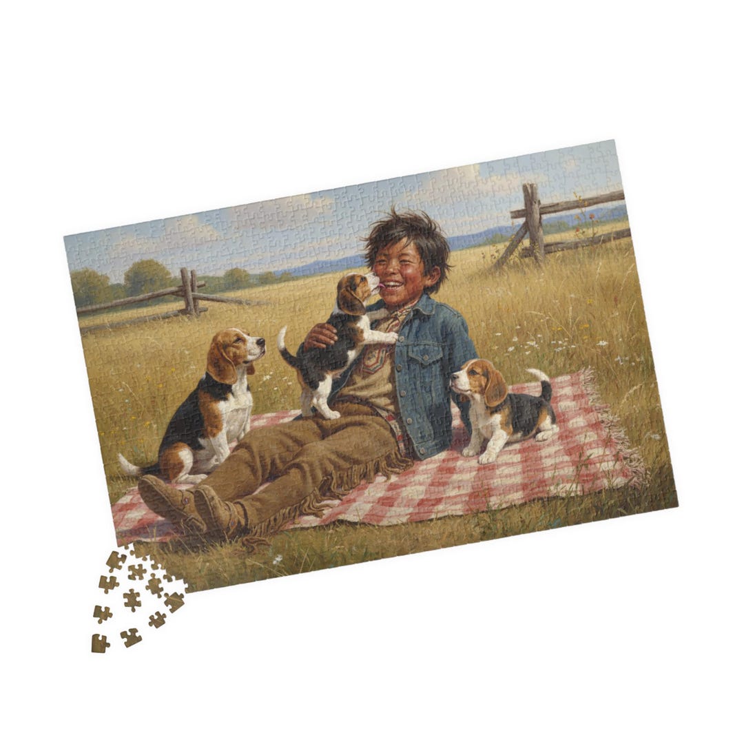 Beagle Jigsaw Puzzle 1014 Pieces, Vintage Hound Dog Puppy Art, Beagle ...