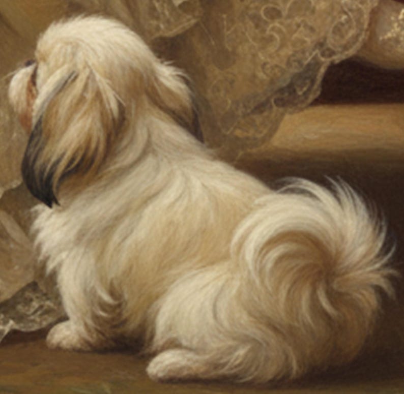 Victorian White Cream Pekingese Dog Puzzle (1014-pieces), Romantic ...