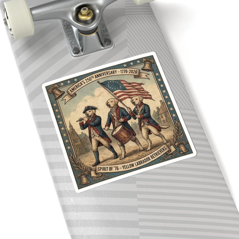 Patriotic Yellow Lab Sticker, Cute Spirit of 76 Labrador Dog Decal ...