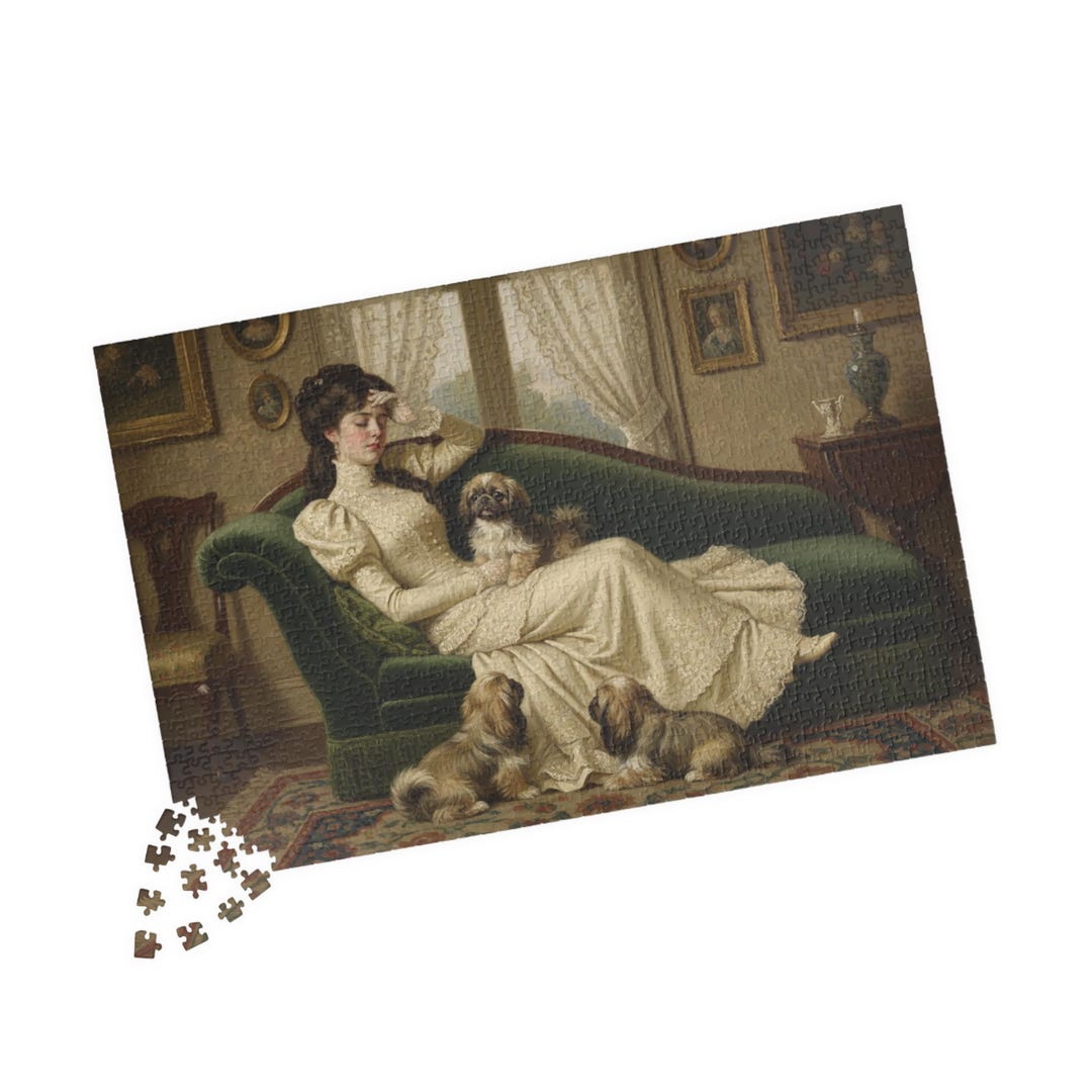 Victorian Fawn Sable Pekingese Dog Puzzle (1014-pieces), Romantic 1880s ...