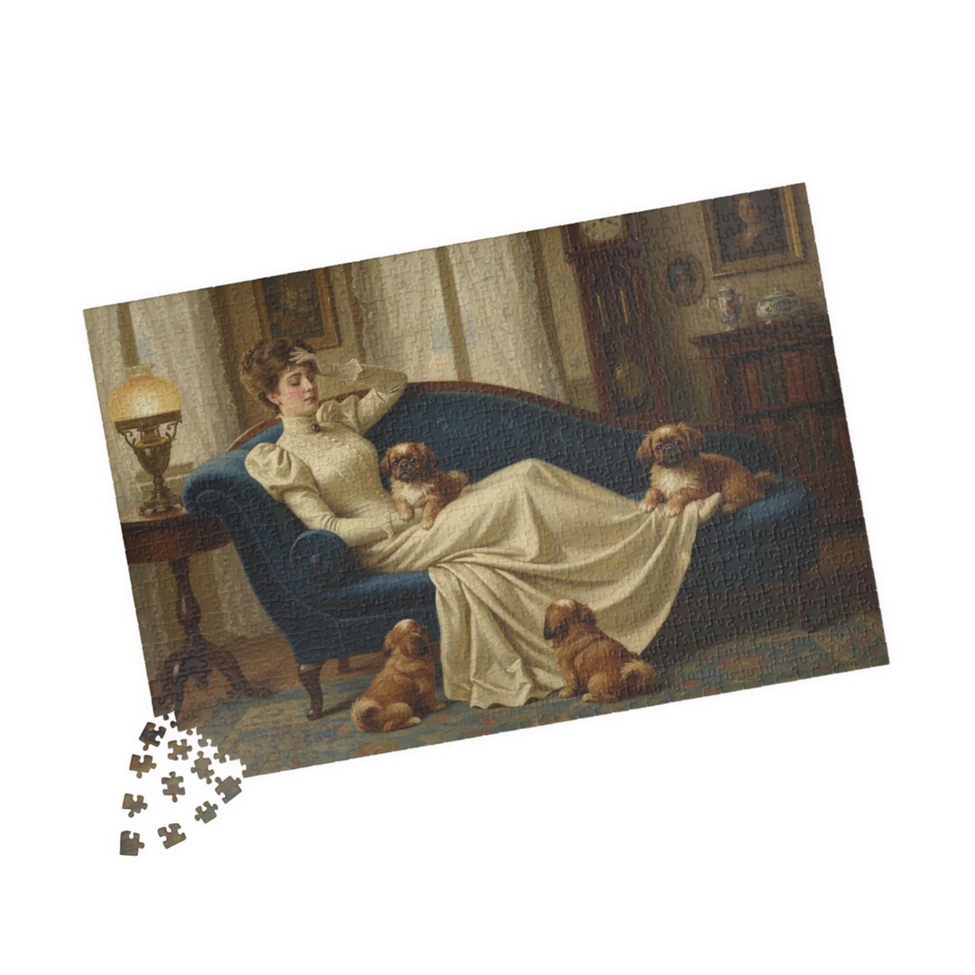 Victorian Red Pekingese Dog Puzzle (1014-pieces), Romantic 1880s ...