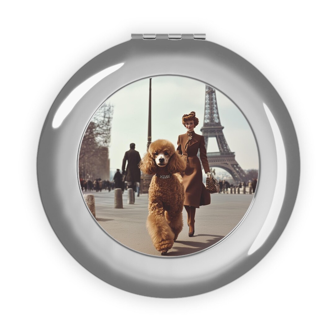Chic Parisian Red French Poodle in Paris Compact Travel Mirror Features ...