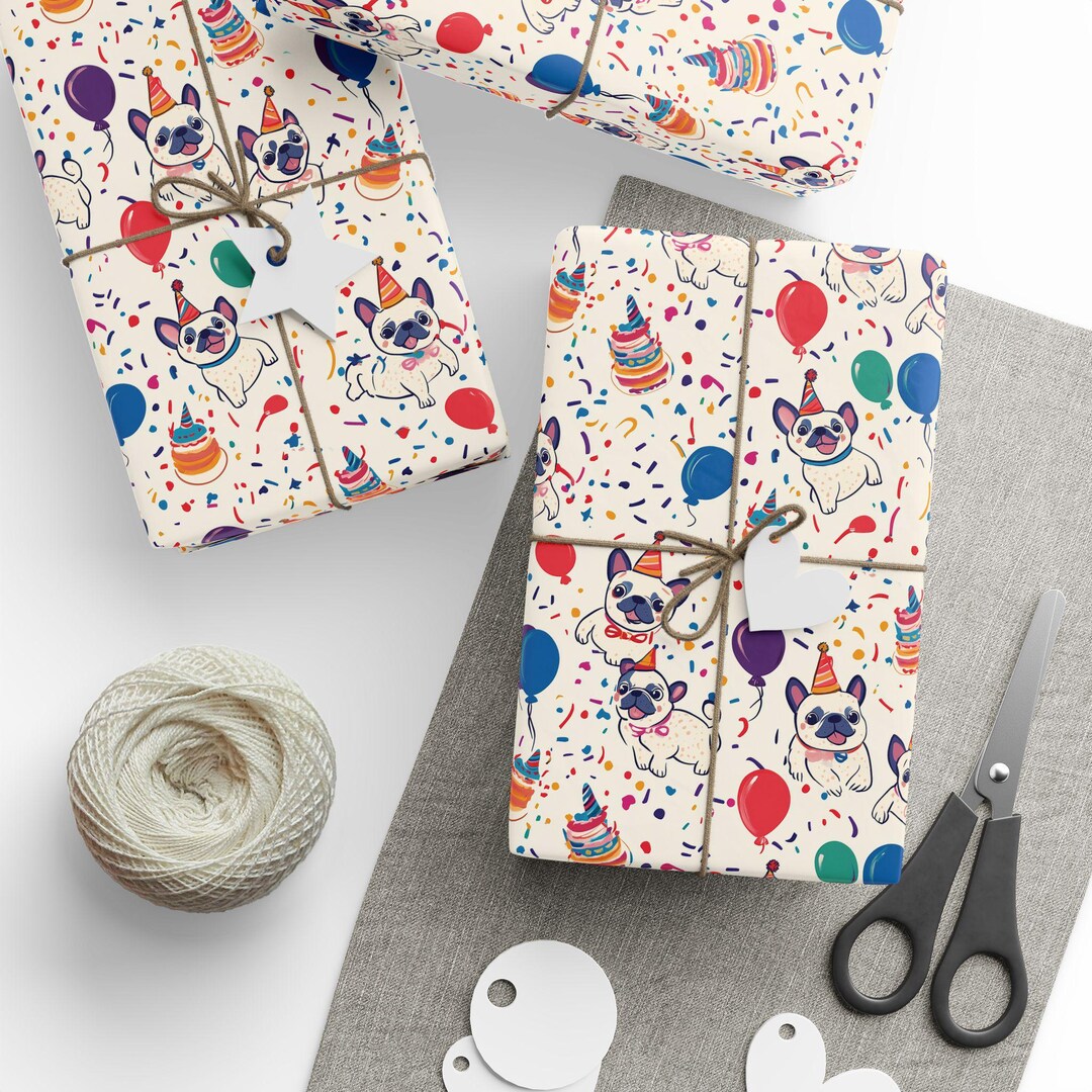 Merle French Bulldog Gift Wrap - Fun Loving Merle Frenchies on Birthday ...