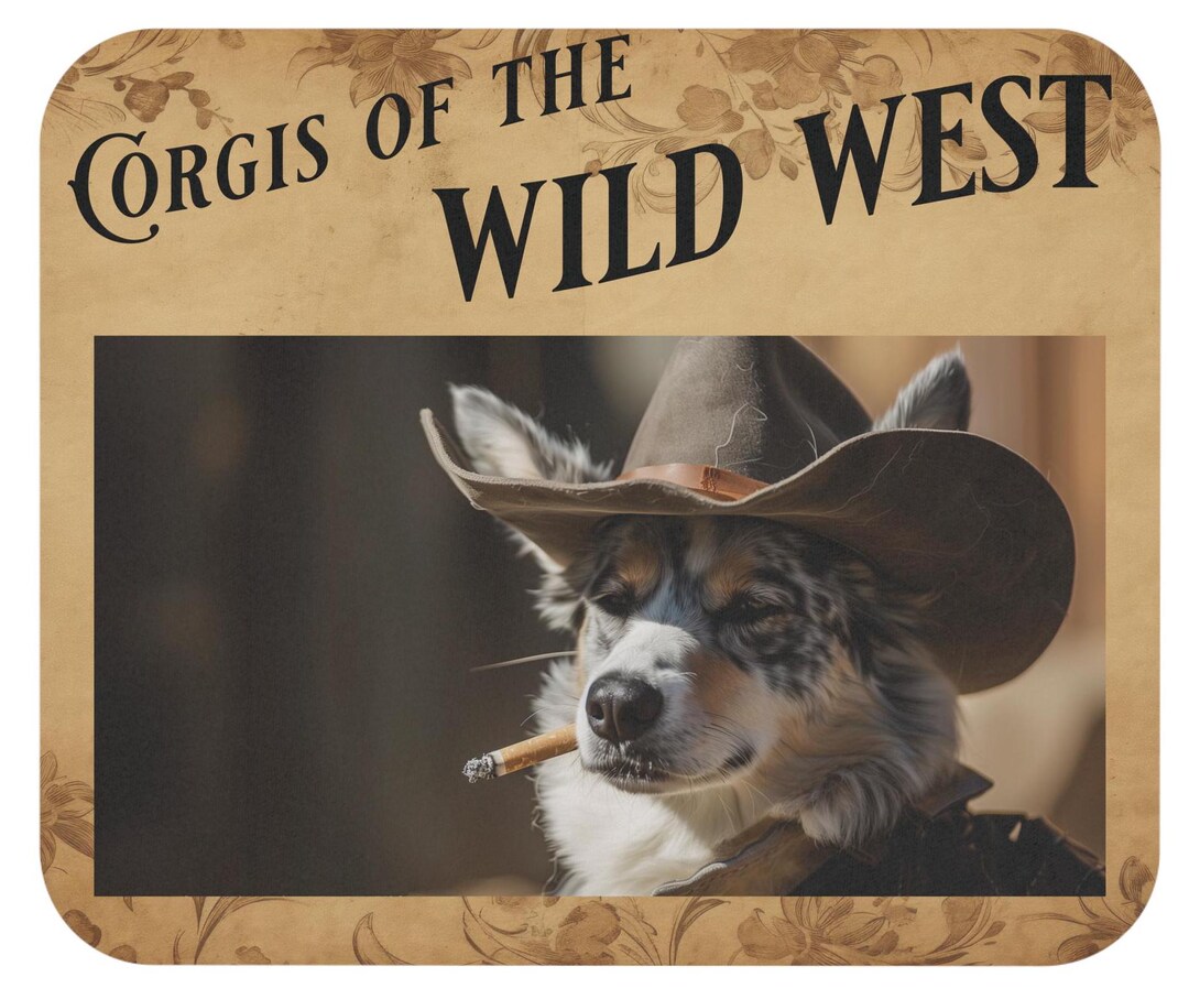 Corgi Mouse Pad - This Fun Mouse Pad Features a Blue Merle Cowboy Corgi ...