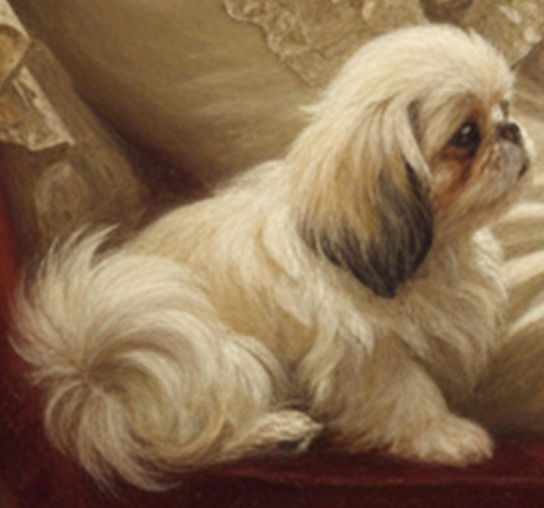 Victorian White Cream Pekingese Dog Puzzle (1014-pieces), Romantic ...