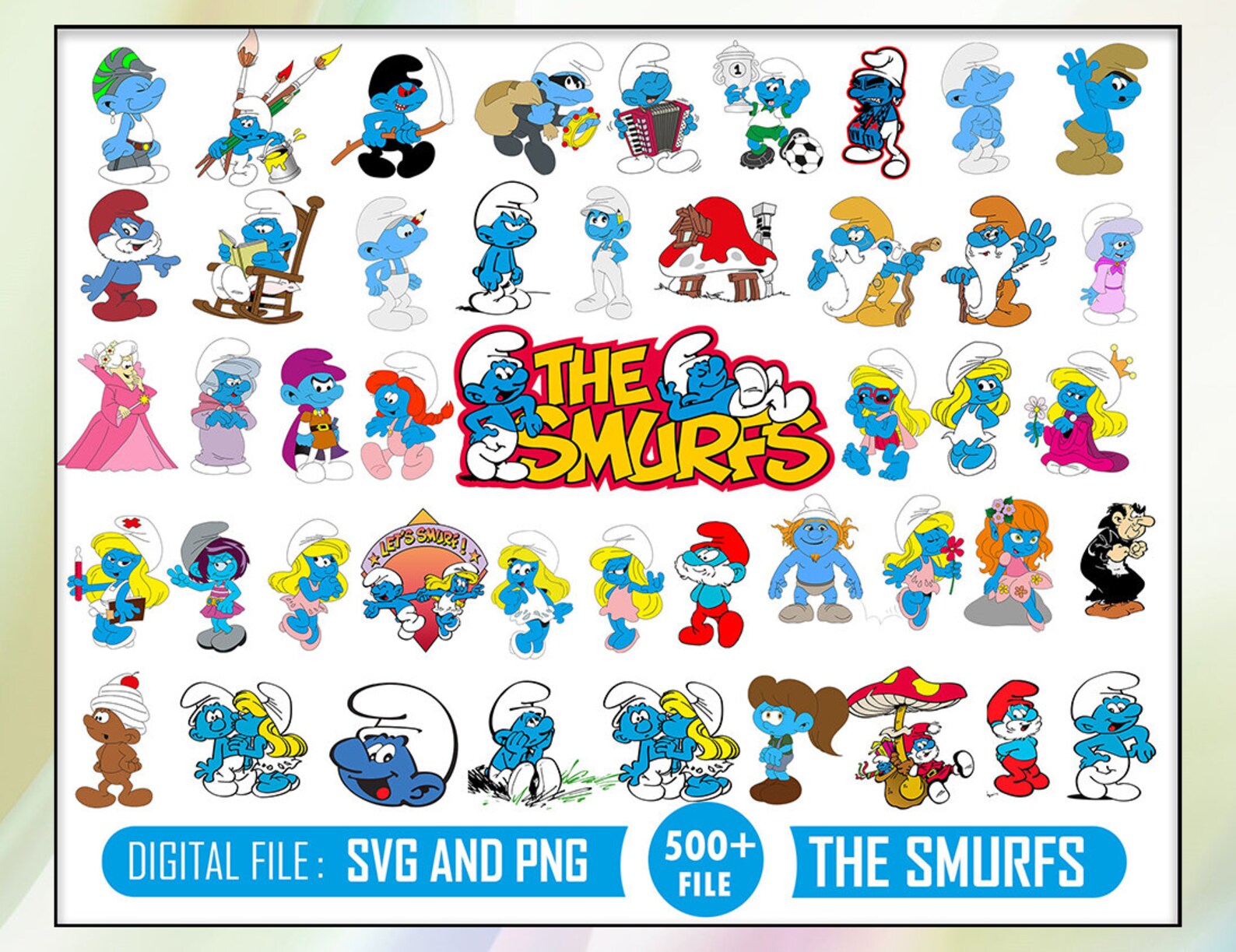 Smurfs SVG Bundle, Smurfs Font SVG Files for Cricut, Smurfs Cut Files ...