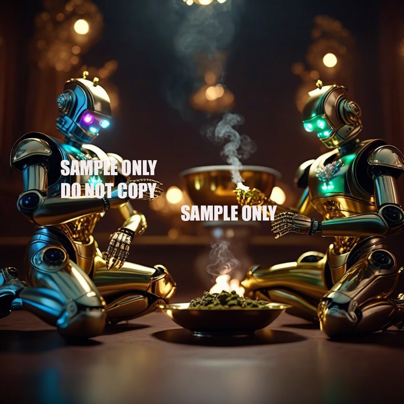 Robots Smoking Weed PNG JPG 300 DPI Art Printable - Etsy