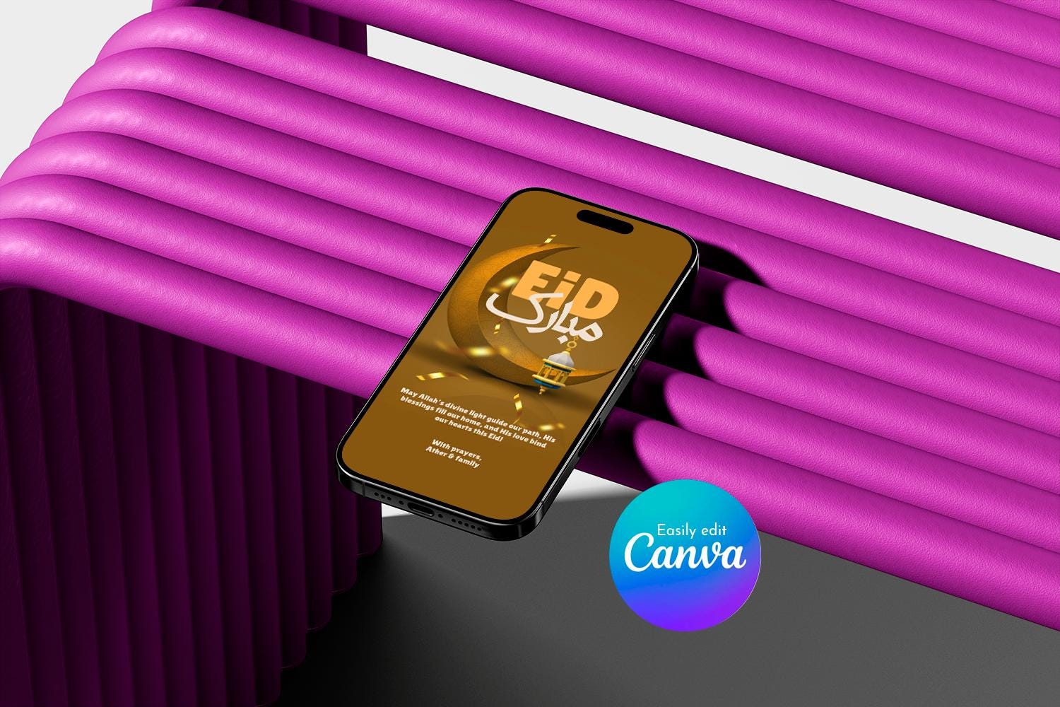 Editable Animated Eid Greeting Card | Customizable Canva Template With ...