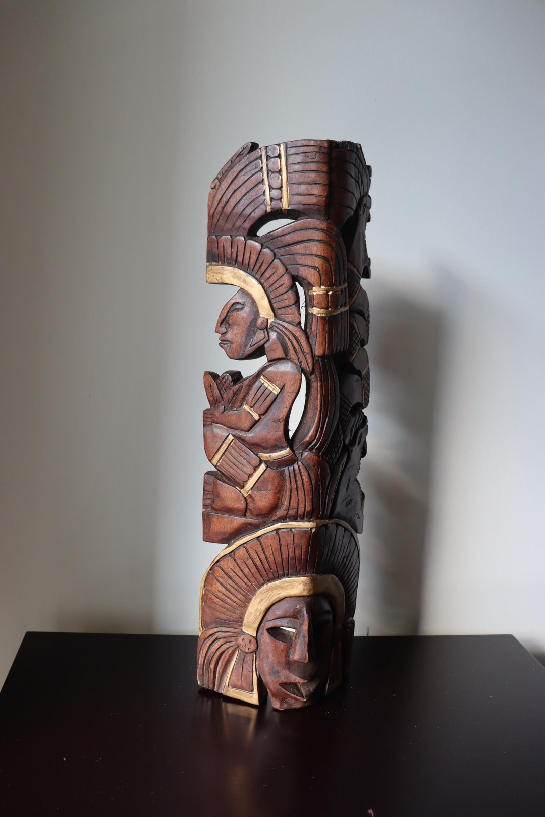 Vintage Mexican Wooden Traditional Symbolic Mesoamerican Mayan Aztec ...