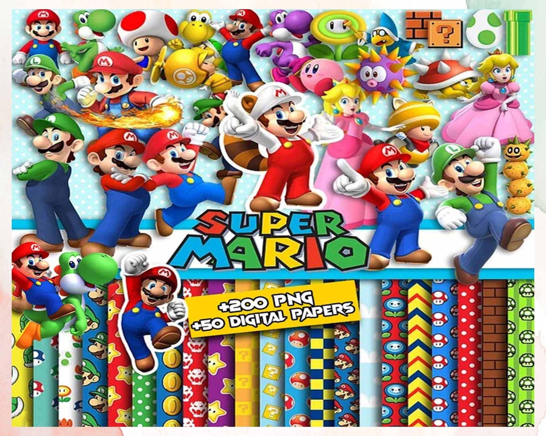 Super Mario Clipart Bundle, Transparent Images, Printable Mario Png ...