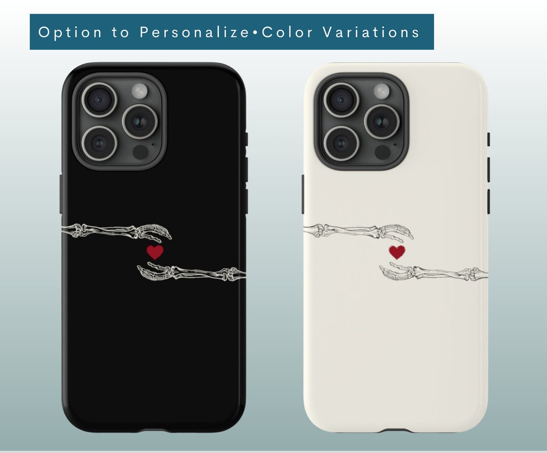 Personalize Skeleton Hand X Heart Protective Phone Case, Iphone, Galaxy ...