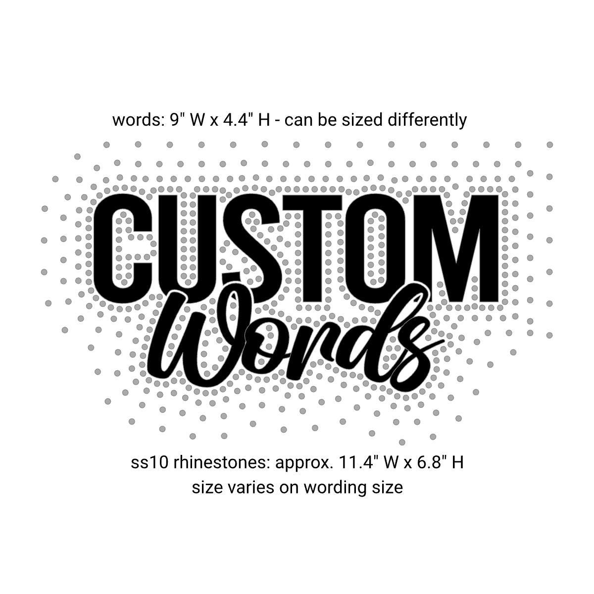 CUSTOM Words Svg File Htv Rhinestone Design Ss10 - Etsy