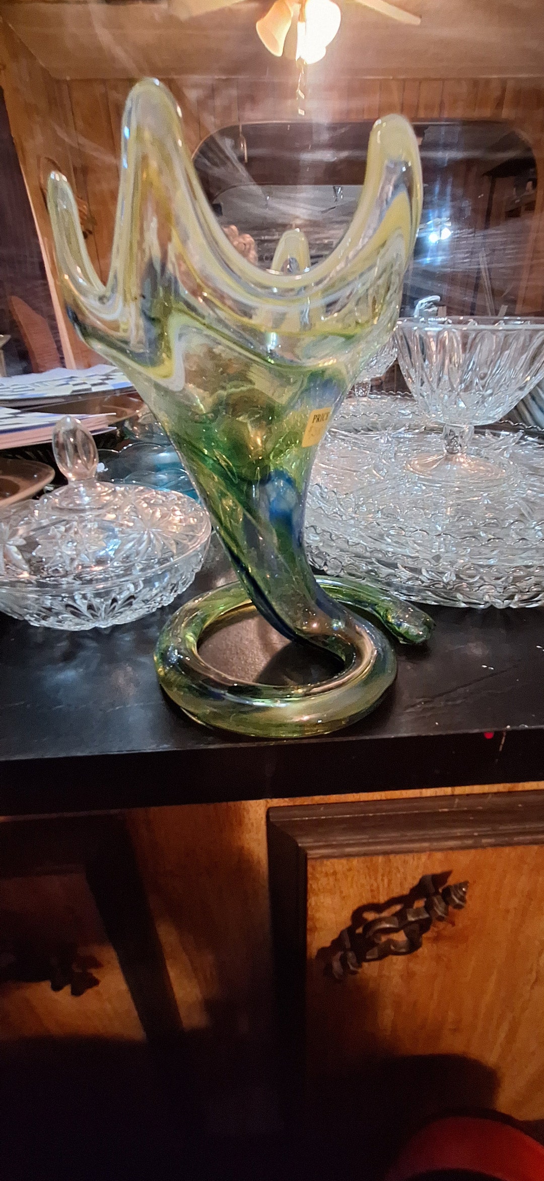 Vintage Sooner Hand Blown Art Glass Vase - Etsy