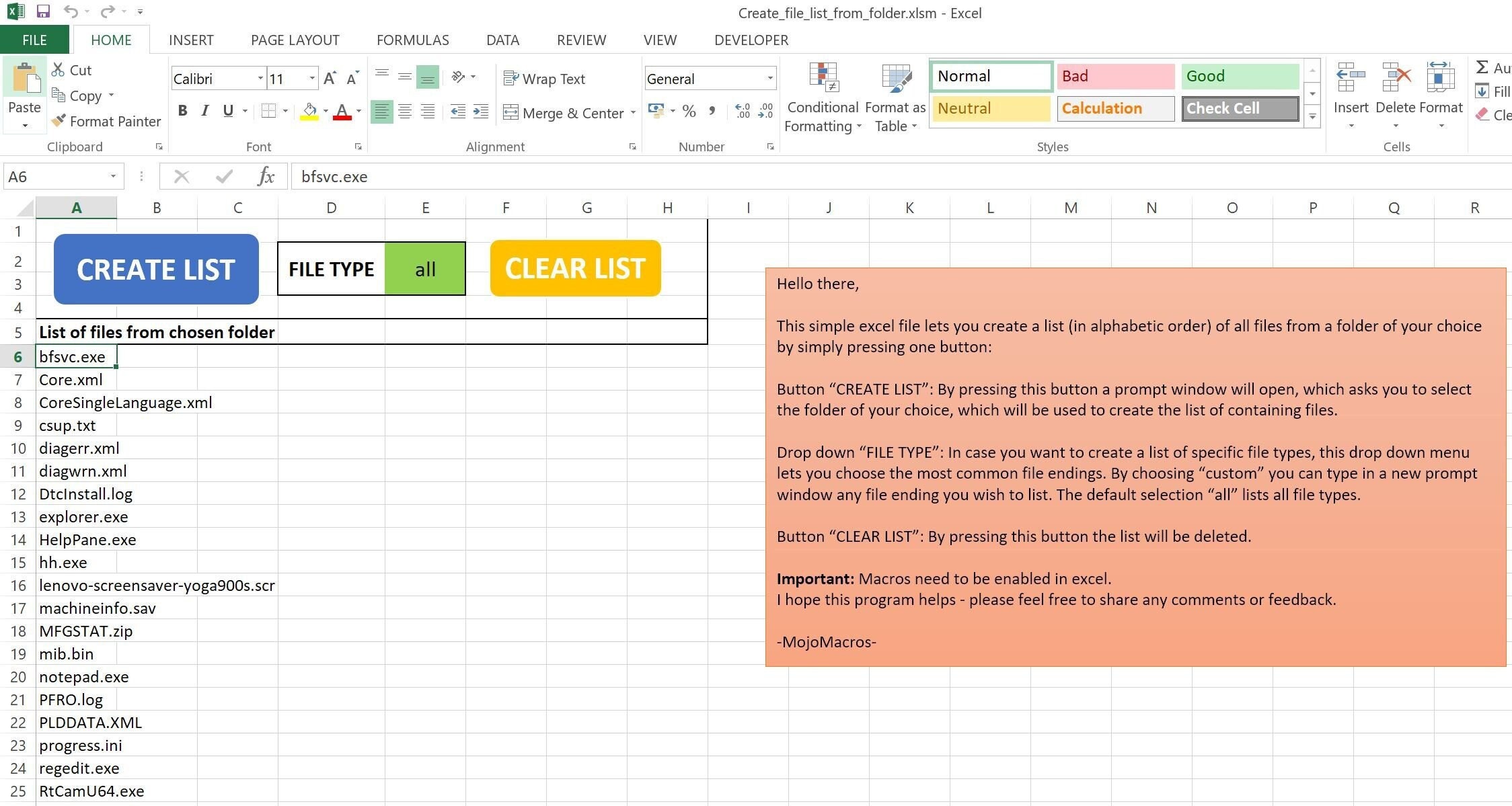 Excel Template - Create List of Files From Folder - Etsy