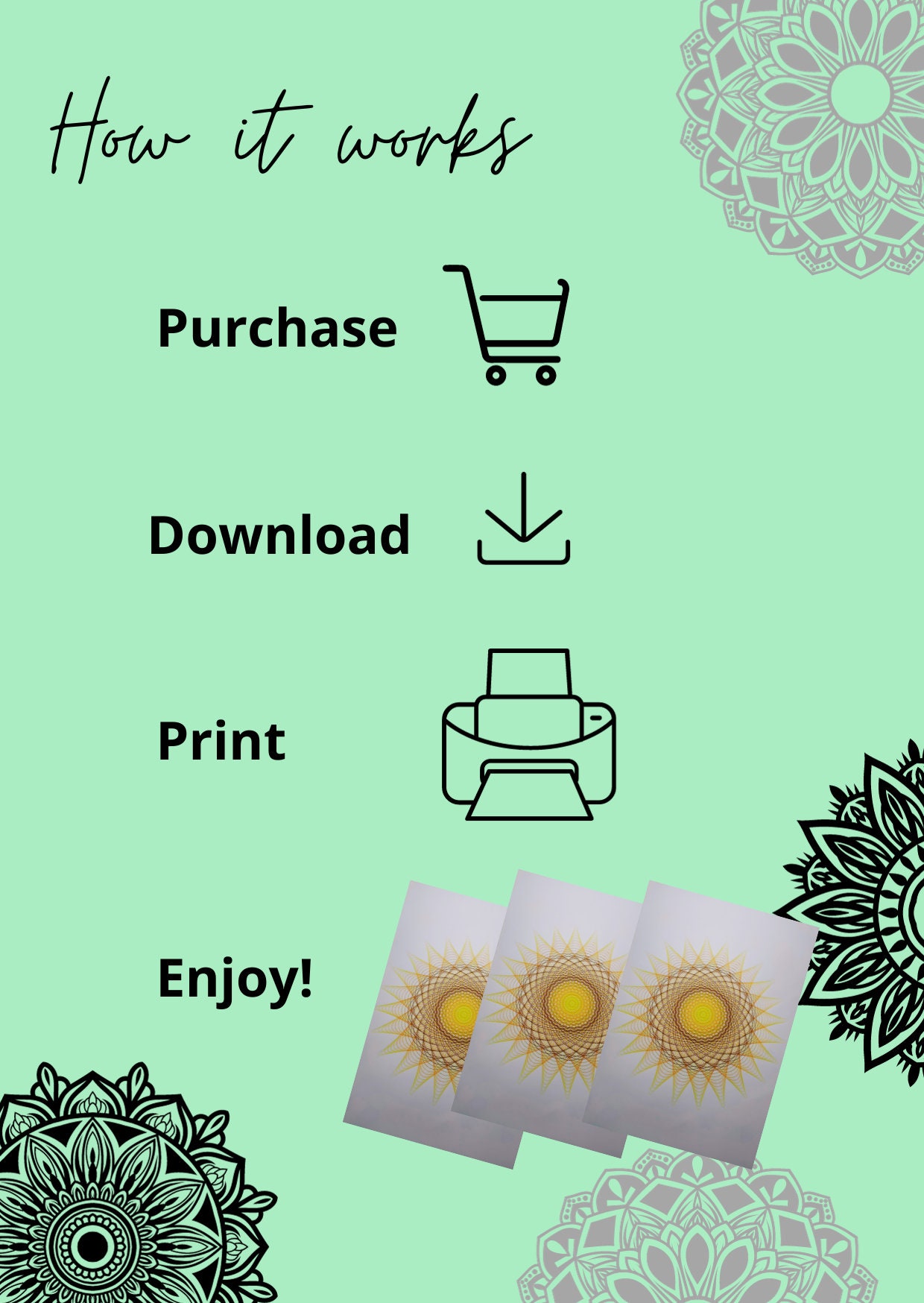 Sunflower Style Spirograph Art - Handdrawn Design - Digital Download ...