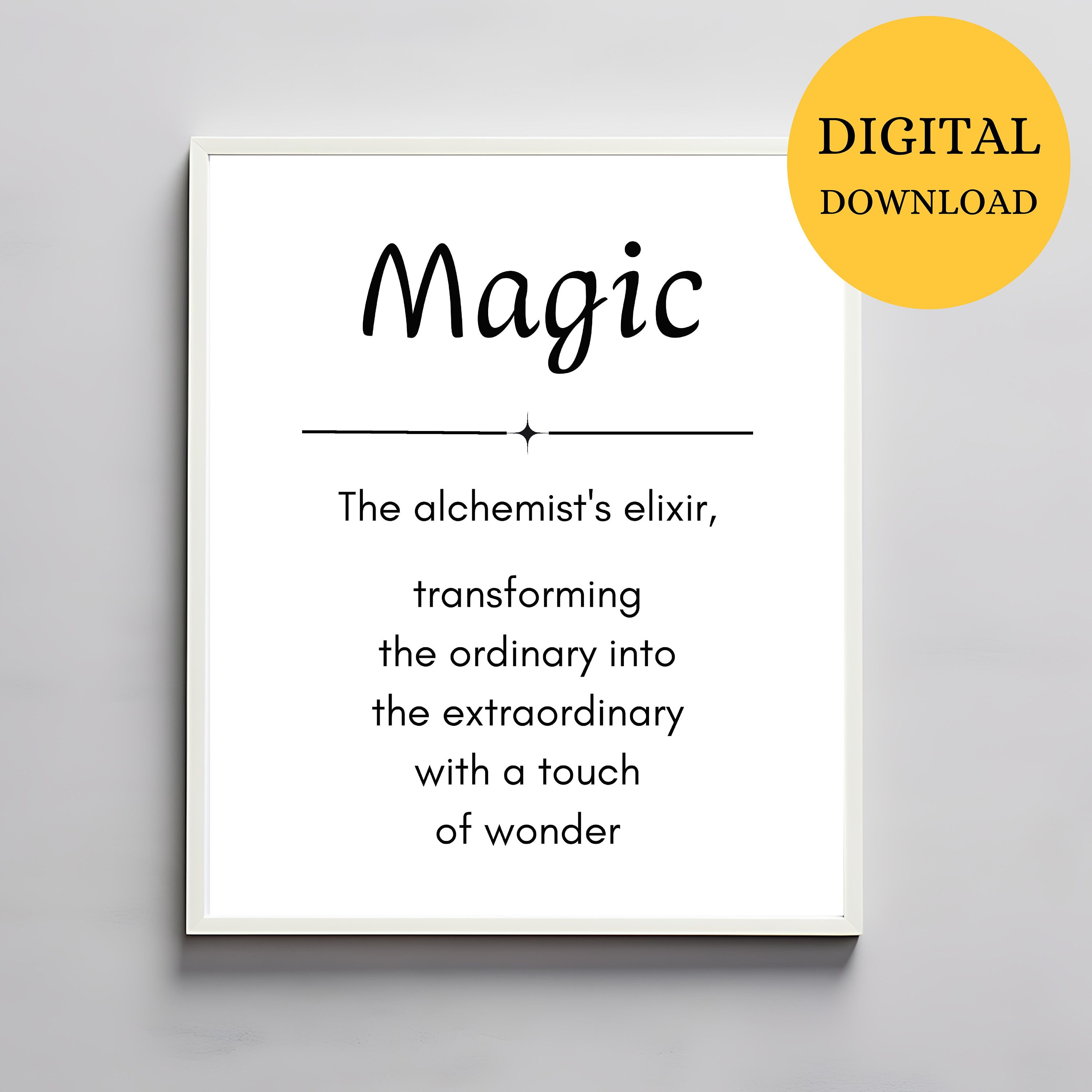 Magic Definition Black and White Wall Art Printable Wall Art Décor With ...
